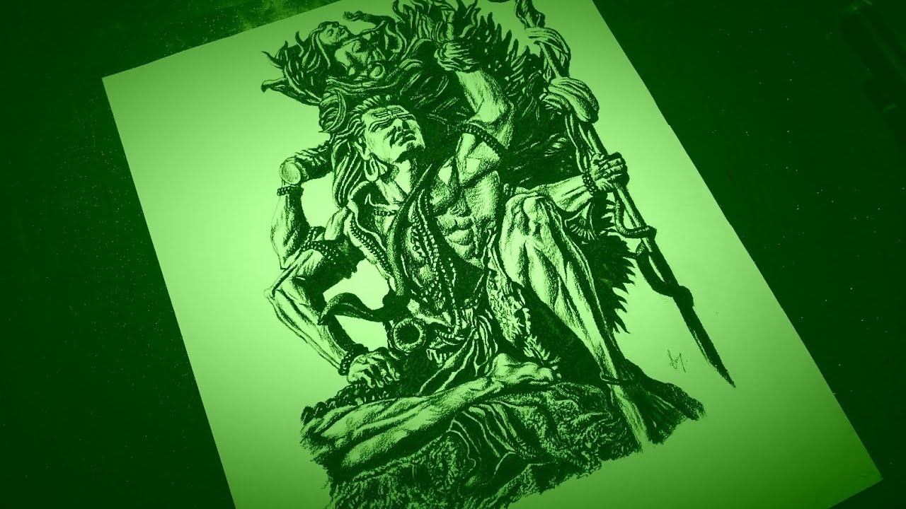 Lord Shiva Charcoal drawing // how to draw angry lord shiva - YouTube
