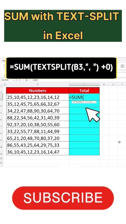 SUM with TEXT-SPLIT In Excel#Excel SUM+TEXT-SPLIT#excel#excelformula#exceltutorial#shorts#viral ...