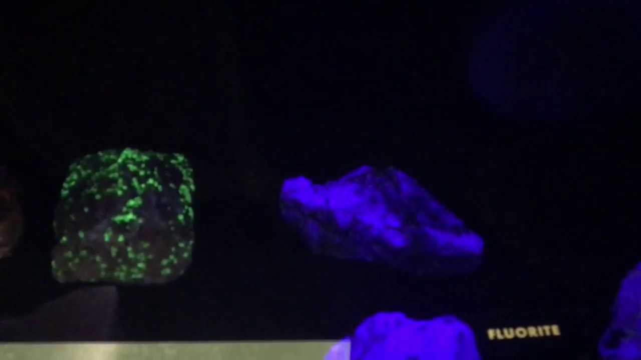 Fluorescent rock display in geology department - YouTube