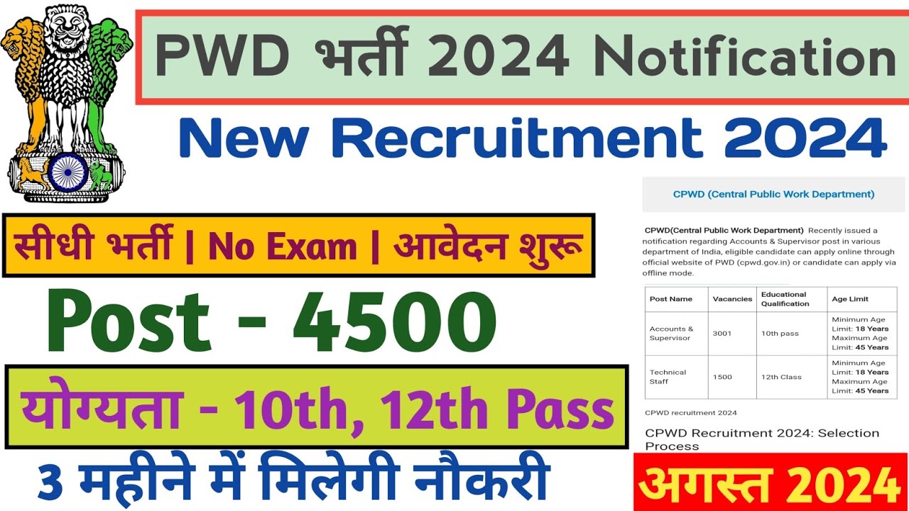pwd recruitment 2024, PWD Vacancy 2024 | Latest Government Jobs 2024 ...