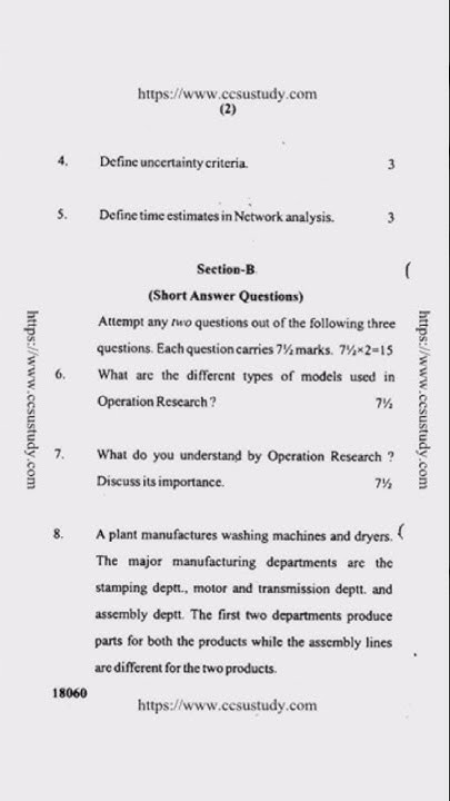 BBA | 4th semester | operation research 2016 question paper #ccsu # ...