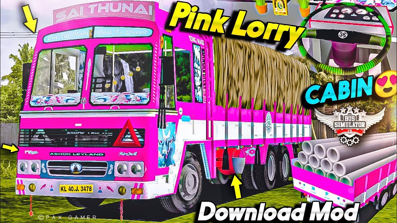 New Ashok Leyland PINK LORRY Mod RELEASED For BUSSID || Download Mod ...