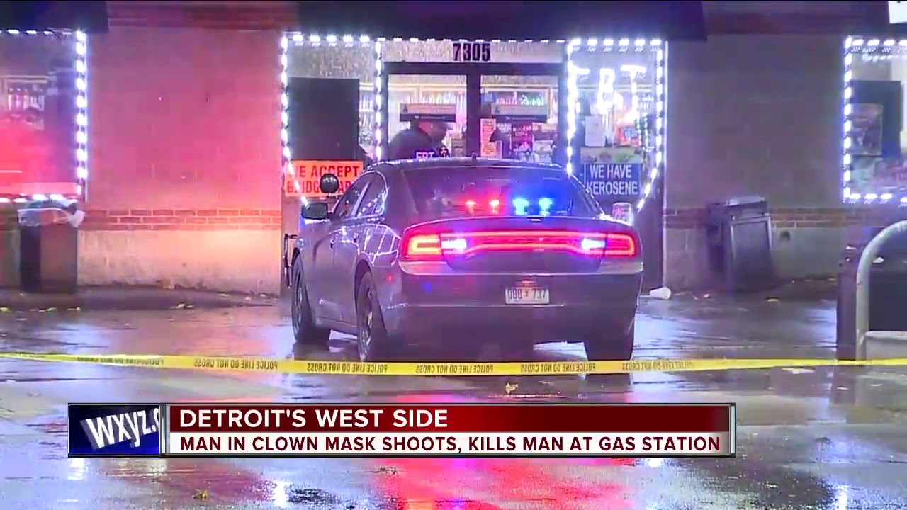 Man in clown mask shoots, kills man at Detroit gas station - YouTube