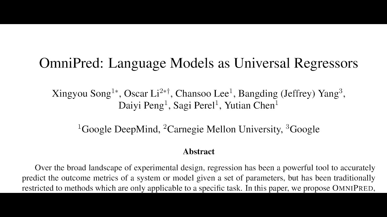 OmniPred: Language Models as Universal Regressors - YouTube