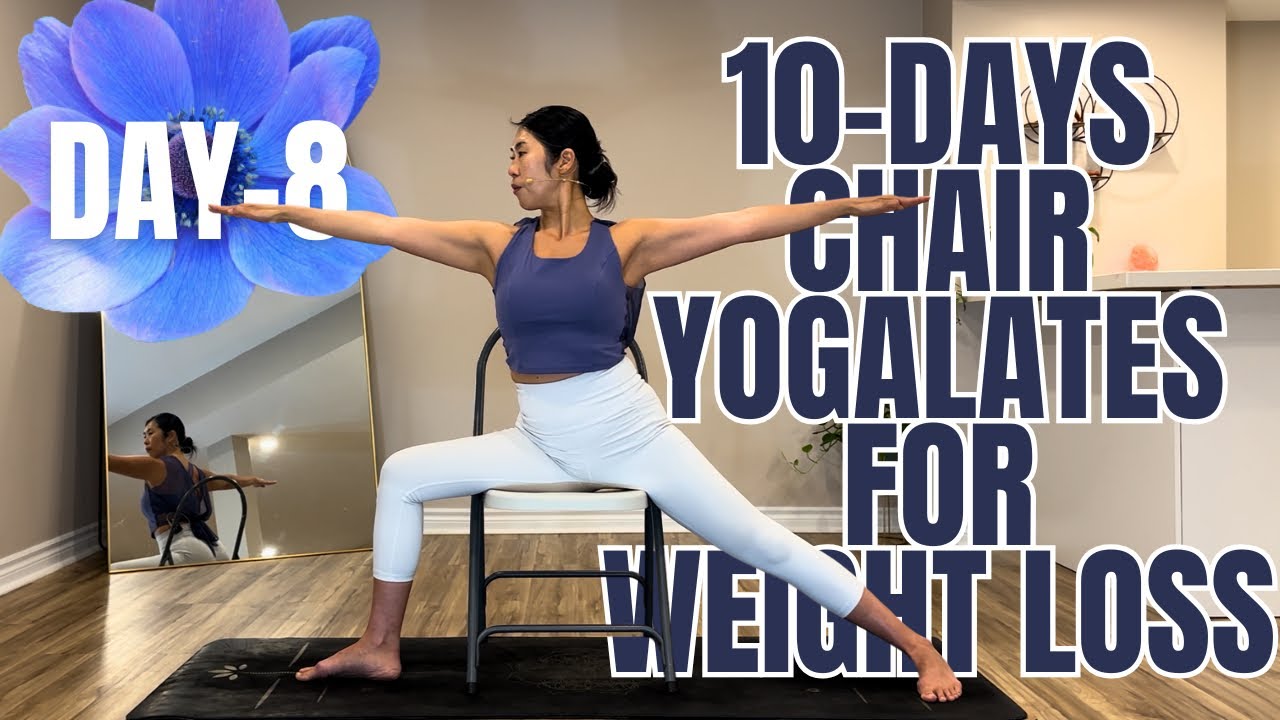DAY-8 of 10-Days Chair Yogalates | Twists, Abs, Thighs, The Hundred ...