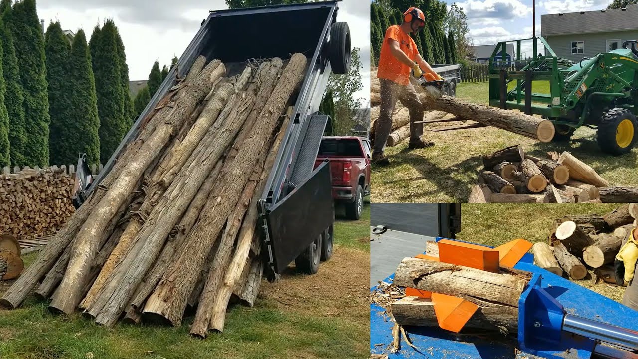 Working on a fresh load of Hickory and Oak logs! - YouTube