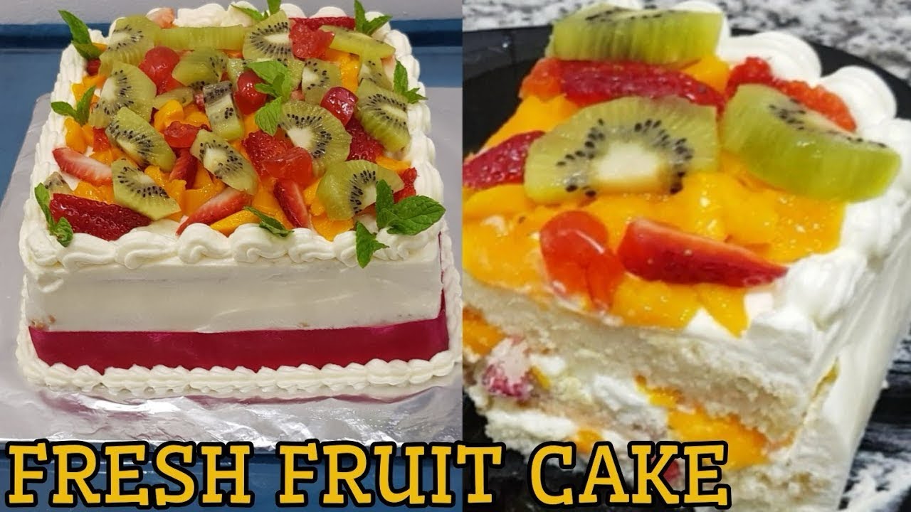 Fresh fruit cake || Fresh fruit cake with cream || Simple yet delicious ...