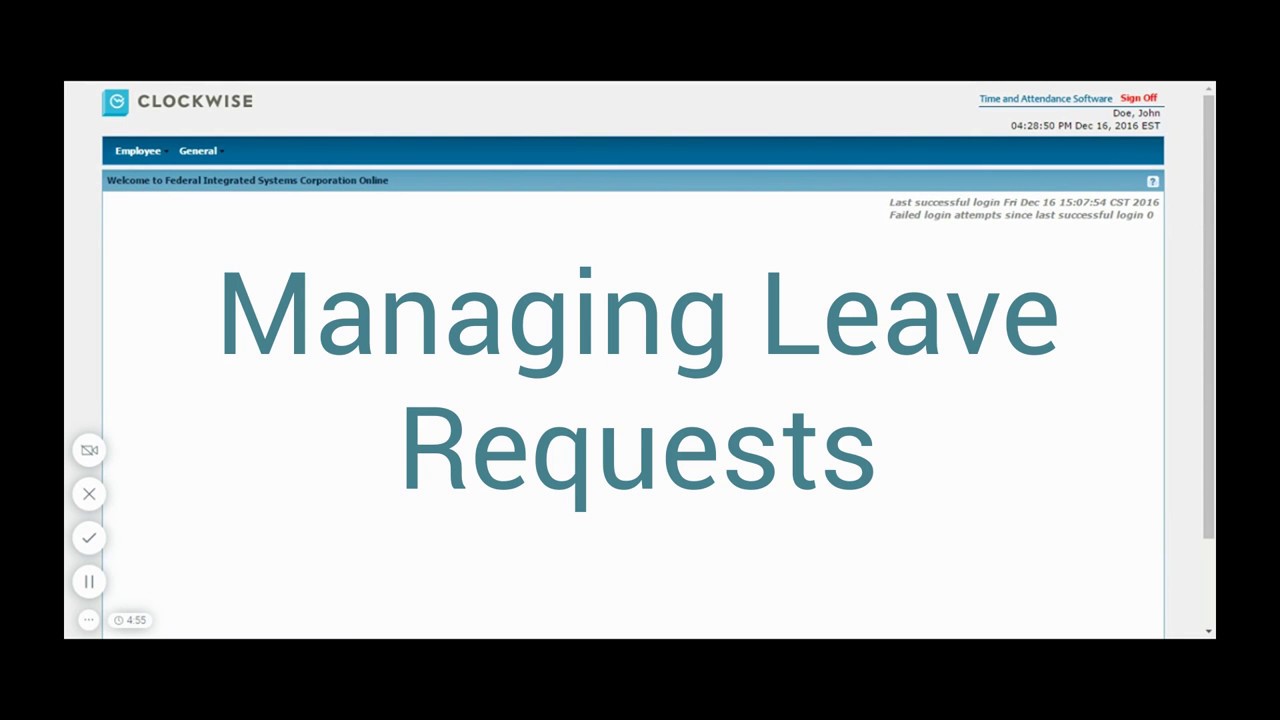 FEDSYNC Clockwise Portal - Leave Requests - YouTube
