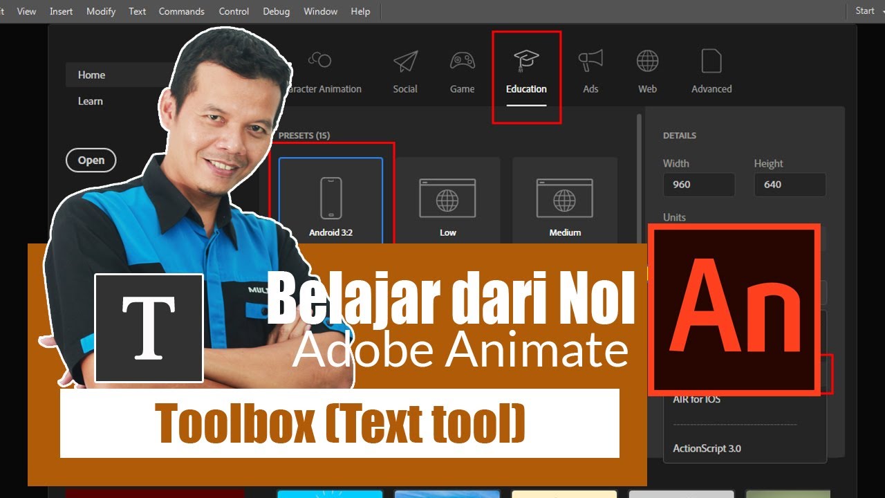Tutorial Dasar Adobe Animate #10 | Text tool - YouTube