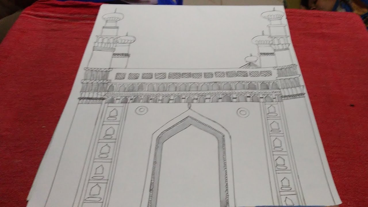 Charminar drawing step by step and easy - YouTube