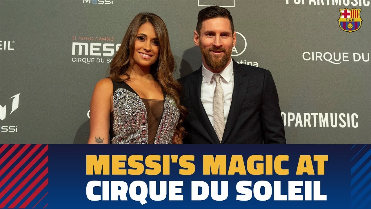 Messi and his team-mates present at the Messi10 presentation by Cirque ...