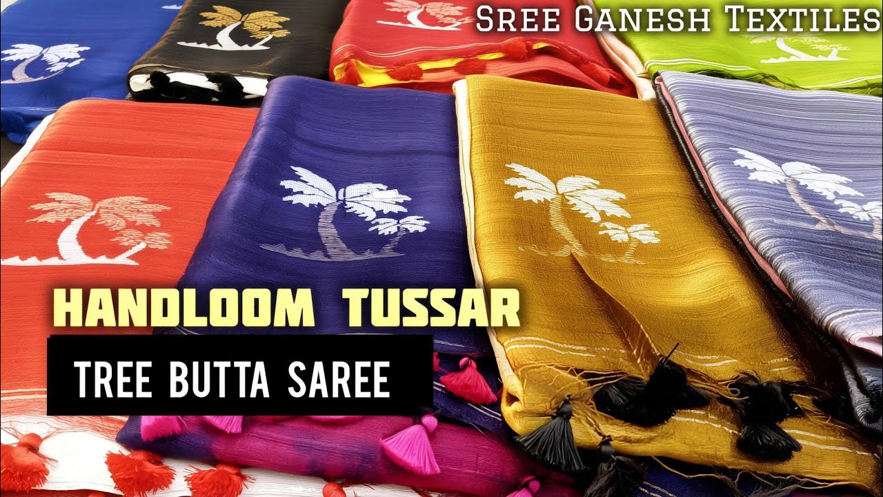 Handloom tussar tree butta Saree wholesaler. - YouTube