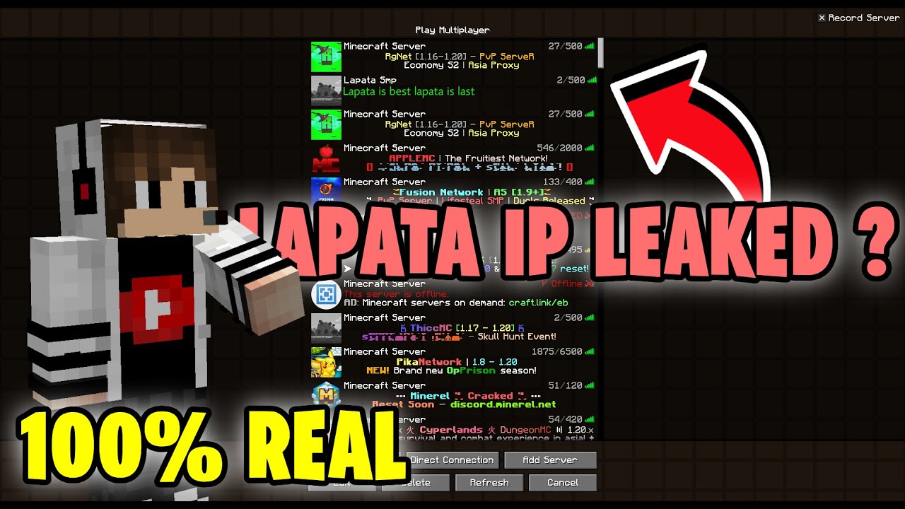 Real Lapata smp ip leak 😱 100% part 3 real #lapatasmp - YouTube