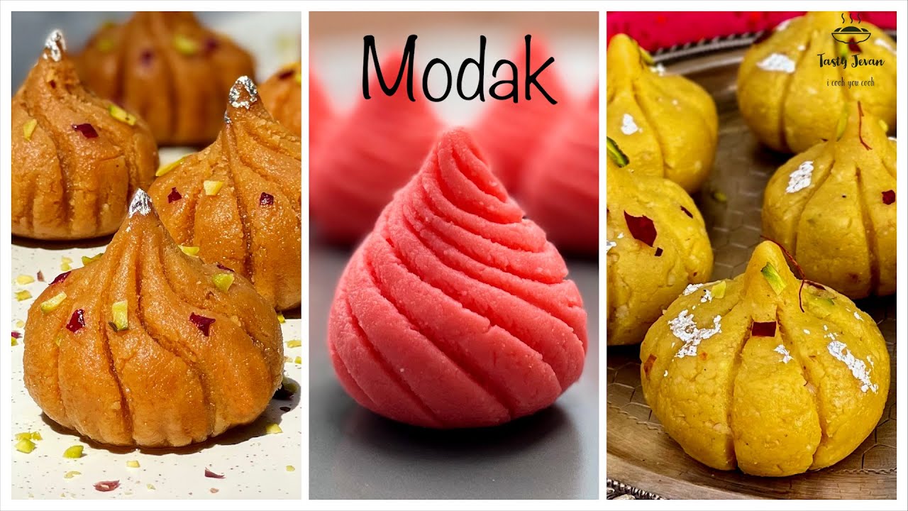 3 Beautiful modaks without Mold | Modak recipes | Variety Modak, no ...