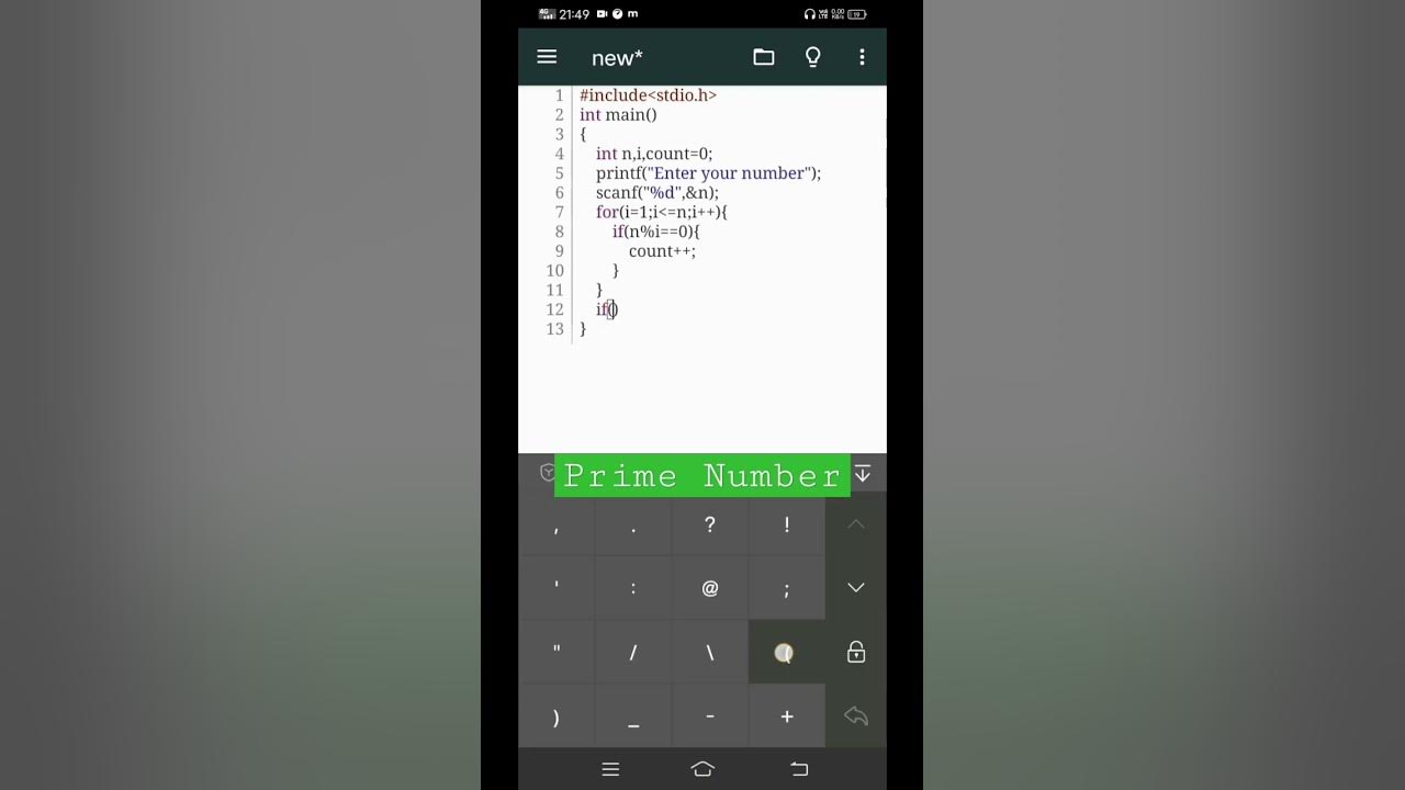 Prime number in c language. - YouTube