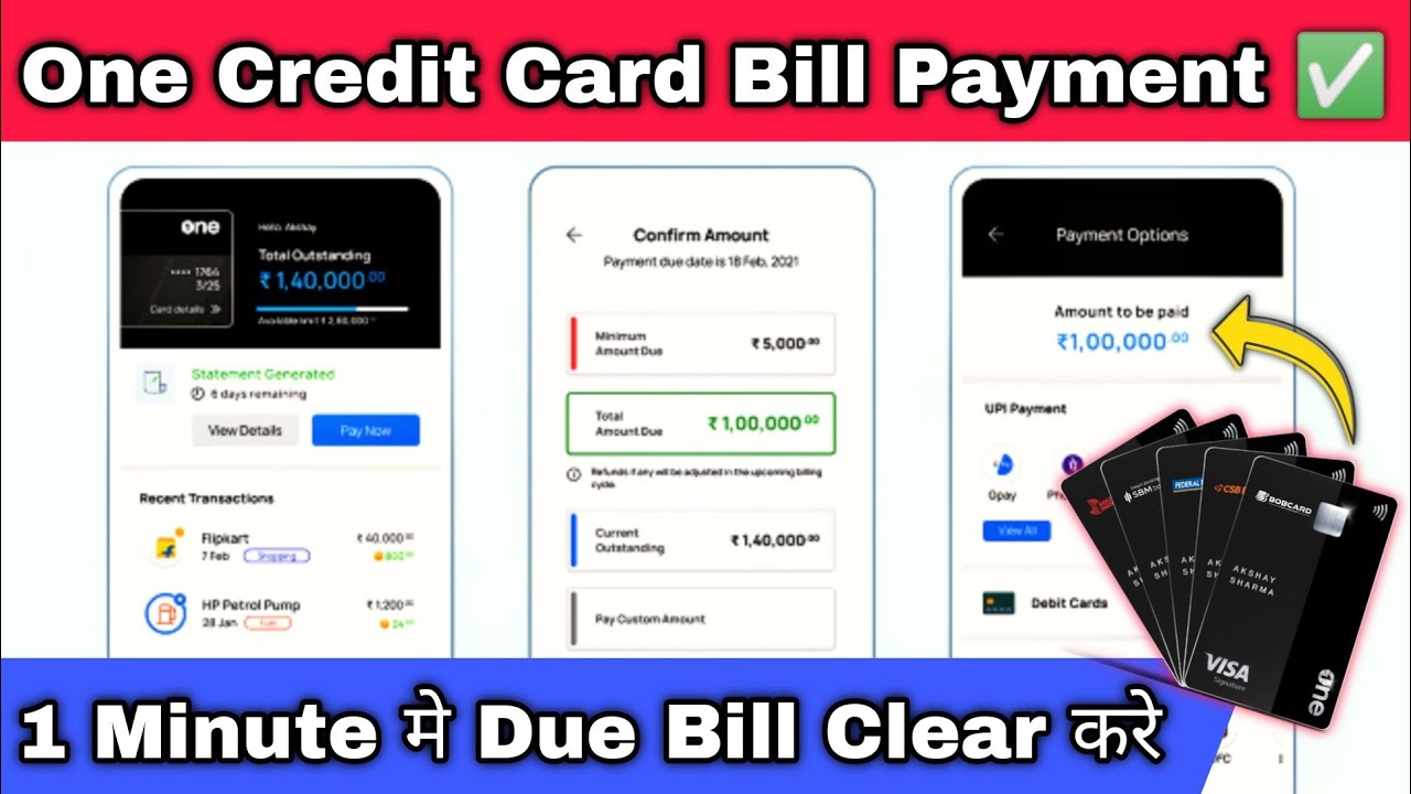 One Card Credit Card ka Bill Payment kaise Payment kare | How to pay ...
