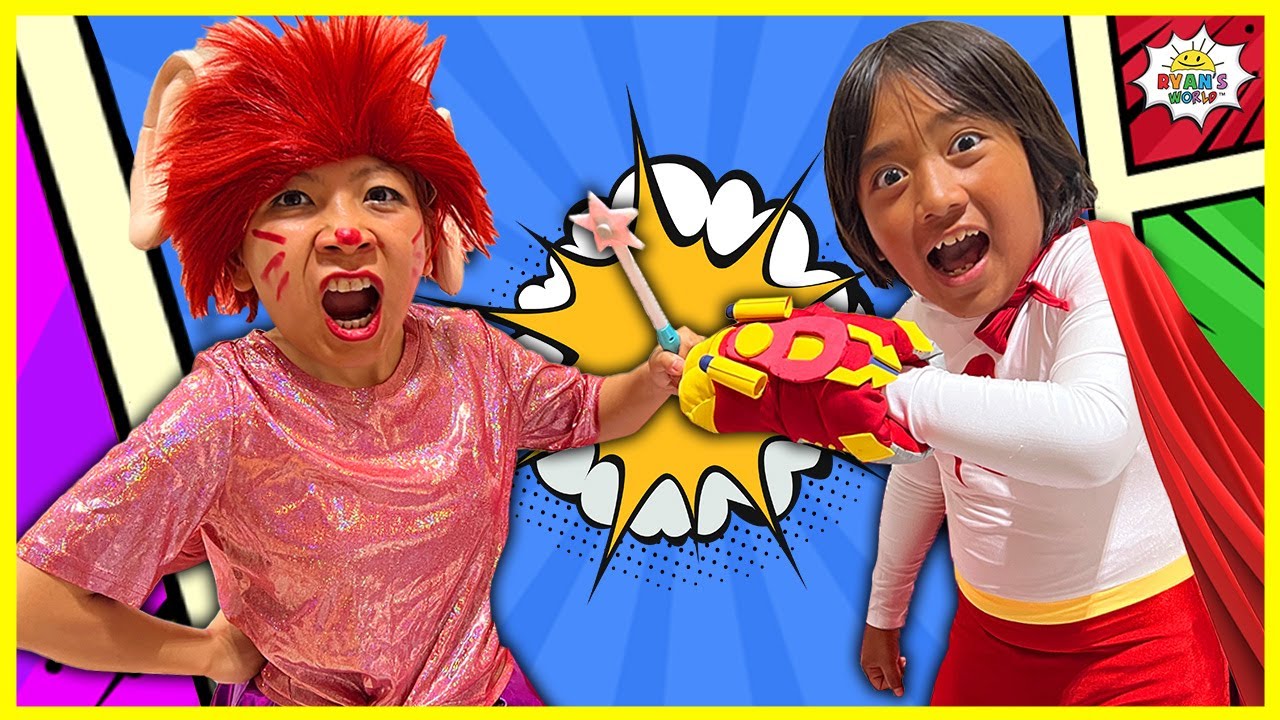 Superhero Kids Ryan Red Titan save the Gauntlet from Pack Rats! - YouTube