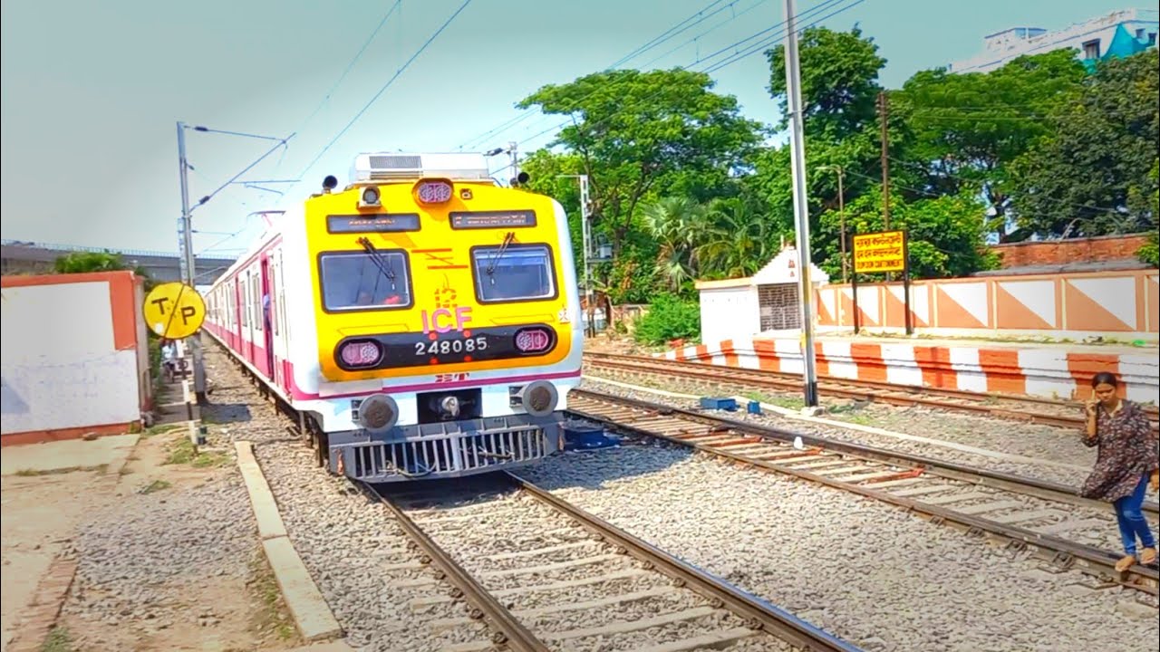 New ICF 3phase Alstom EMU Local Train🔥Kolkata Local Train Crossing ...