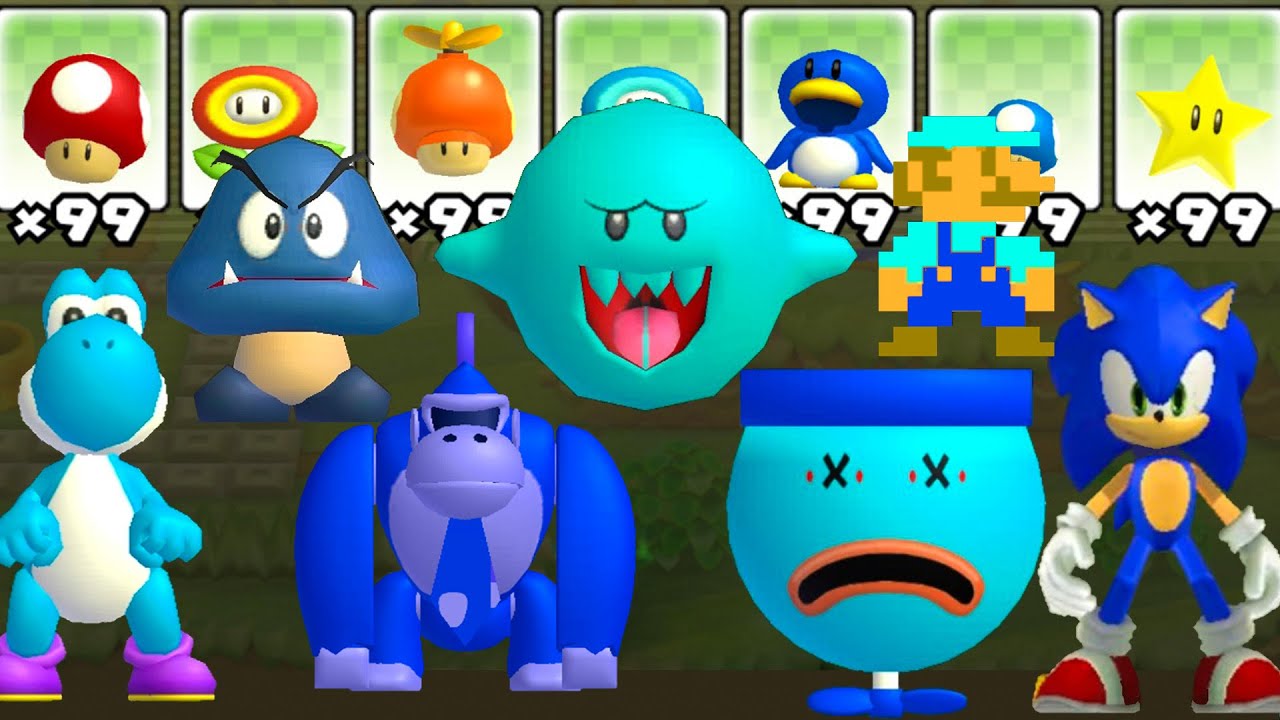 What happens if All Blue Mario Characters use Power-Ups in NSMBW? - YouTube