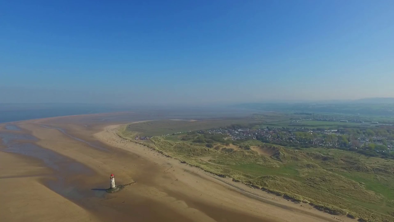 Talacre lighthouse and beach DJI/P3A - YouTube