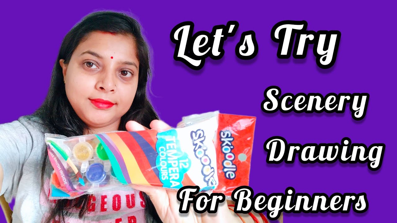 Easy Drawing From 20 rs Tempera Colour🤔//Scenery Drawing For Begginer 🙂 ...