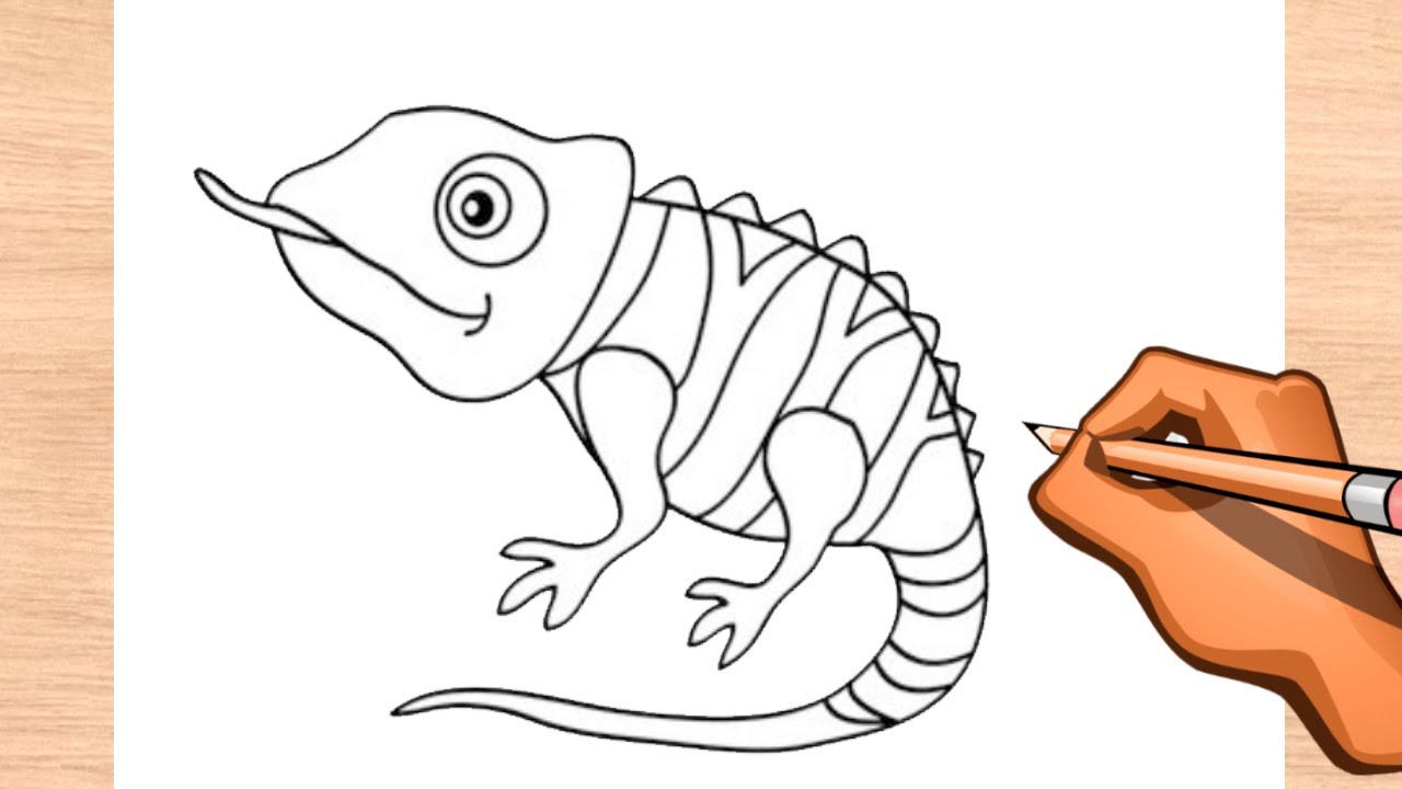 How to Draw a Chameleon easy - Drawing Step by Step - YouTube