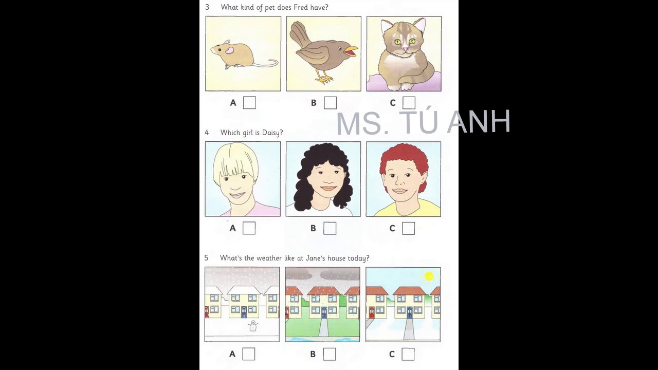 Listening A1, Movers 8, Test 3 Part 4 - YouTube