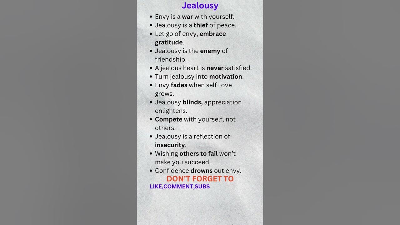 Overcoming Jealousy: Choose Gratitude Over Envy #facts #shorts #words # ...