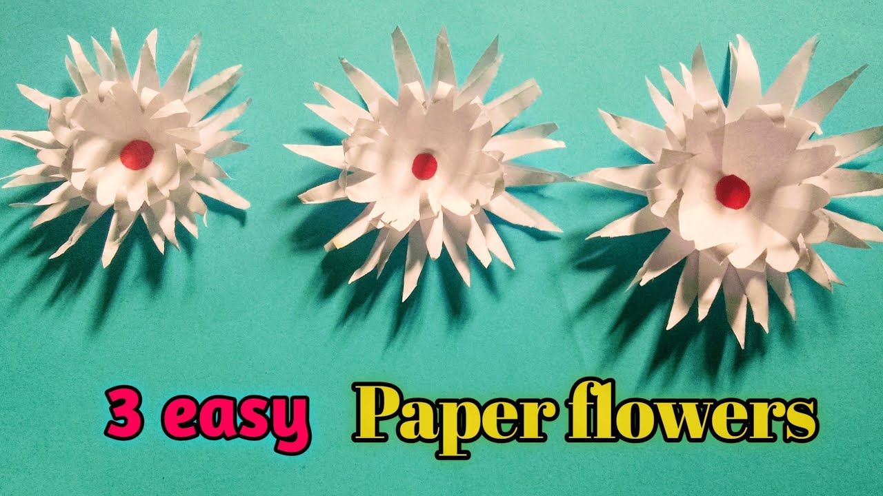 3 paper flower।।simple kagaj ke phool banana।।easy kagaj ka phool ...