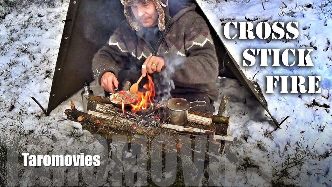 Bushcraft Cross Stick Fire / HD - YouTube