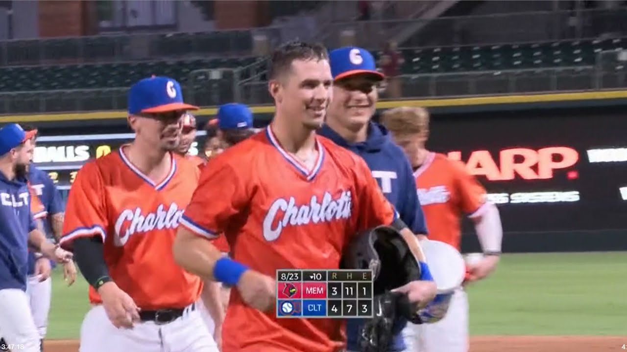 (8/23/23) - Adam Hackenberg walk-off base hit wins it! | Charlotte ...