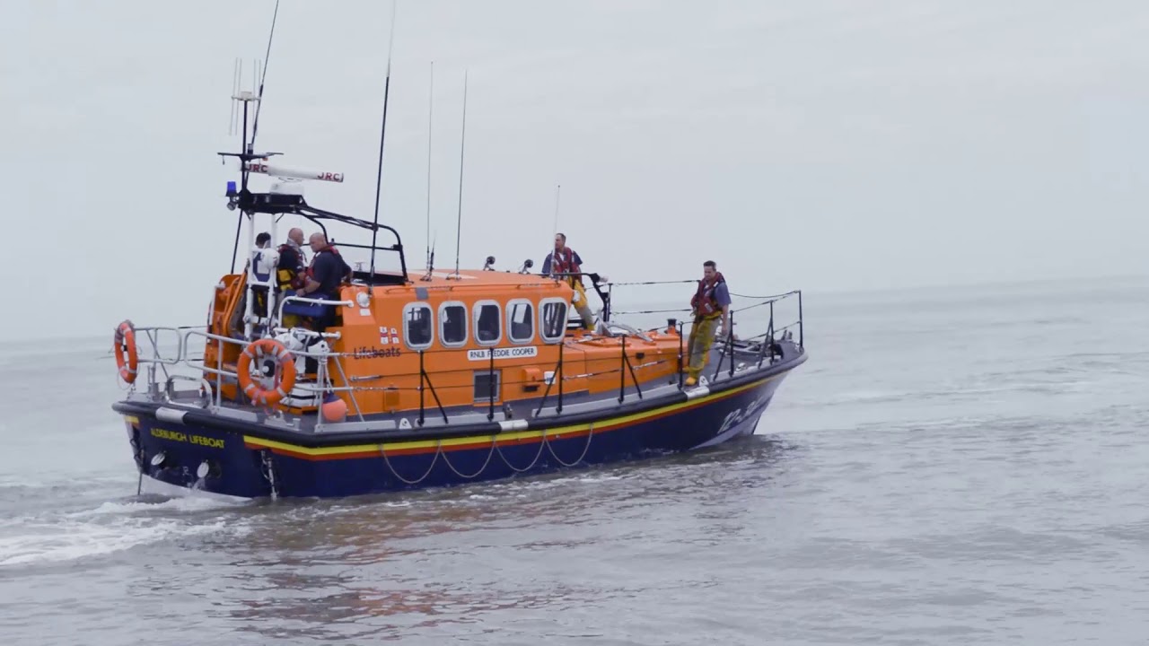 RNLI Aldeburgh Lifeboat Launch at Aldeburgh Carnival - YouTube
