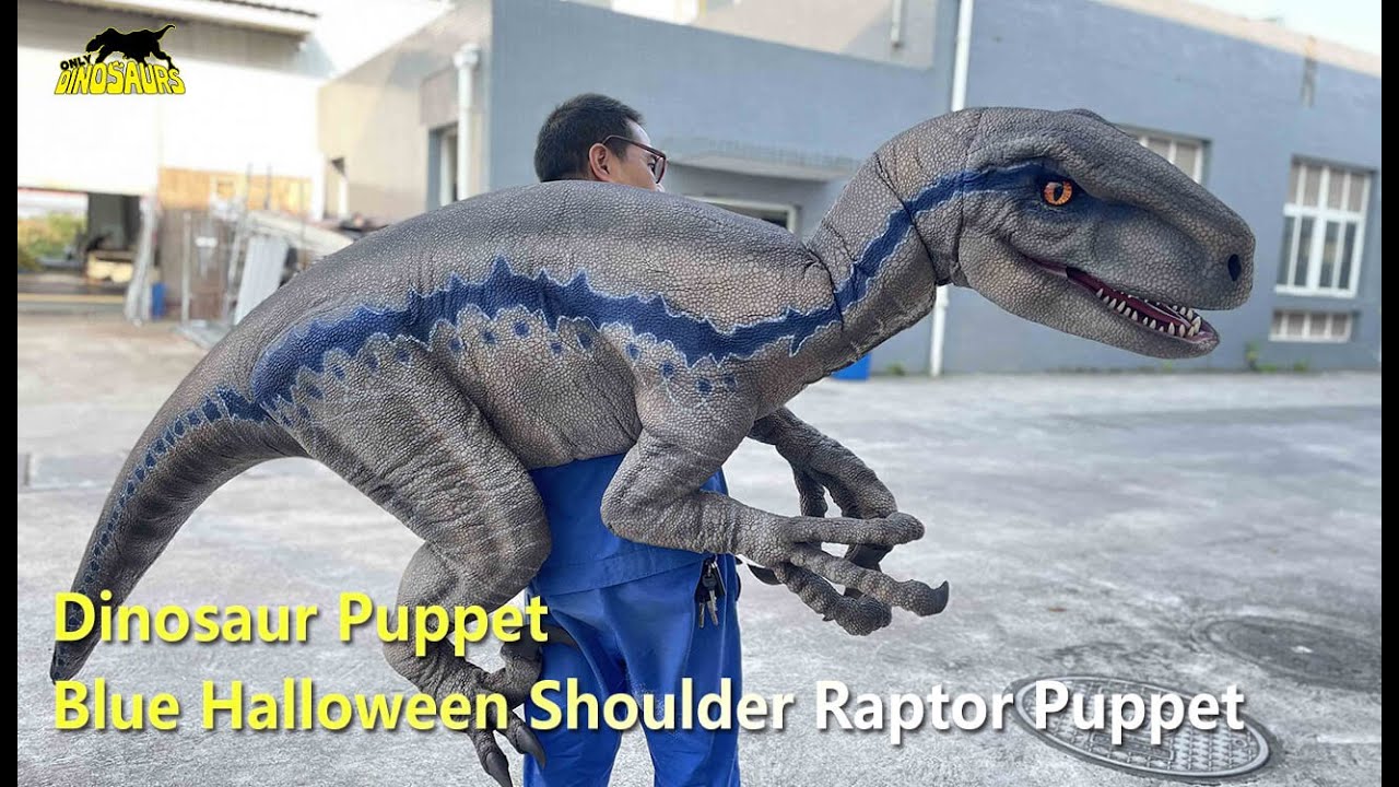 Jurassic Blue Halloween Shoulder Raptor Puppet | Shoulder Dinosaur ...