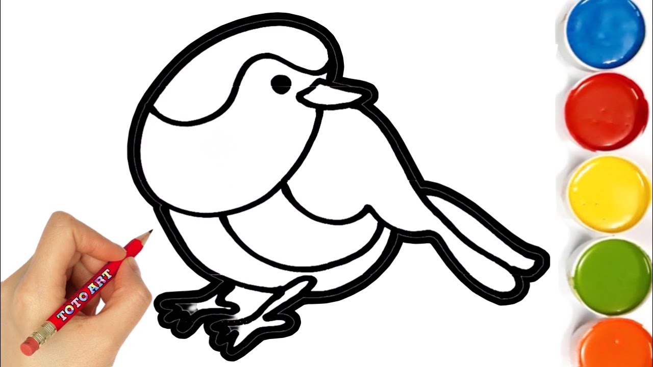 How to draw Sad Bird -Colouring for Kids & Toddlers | Draw, Paint and ...