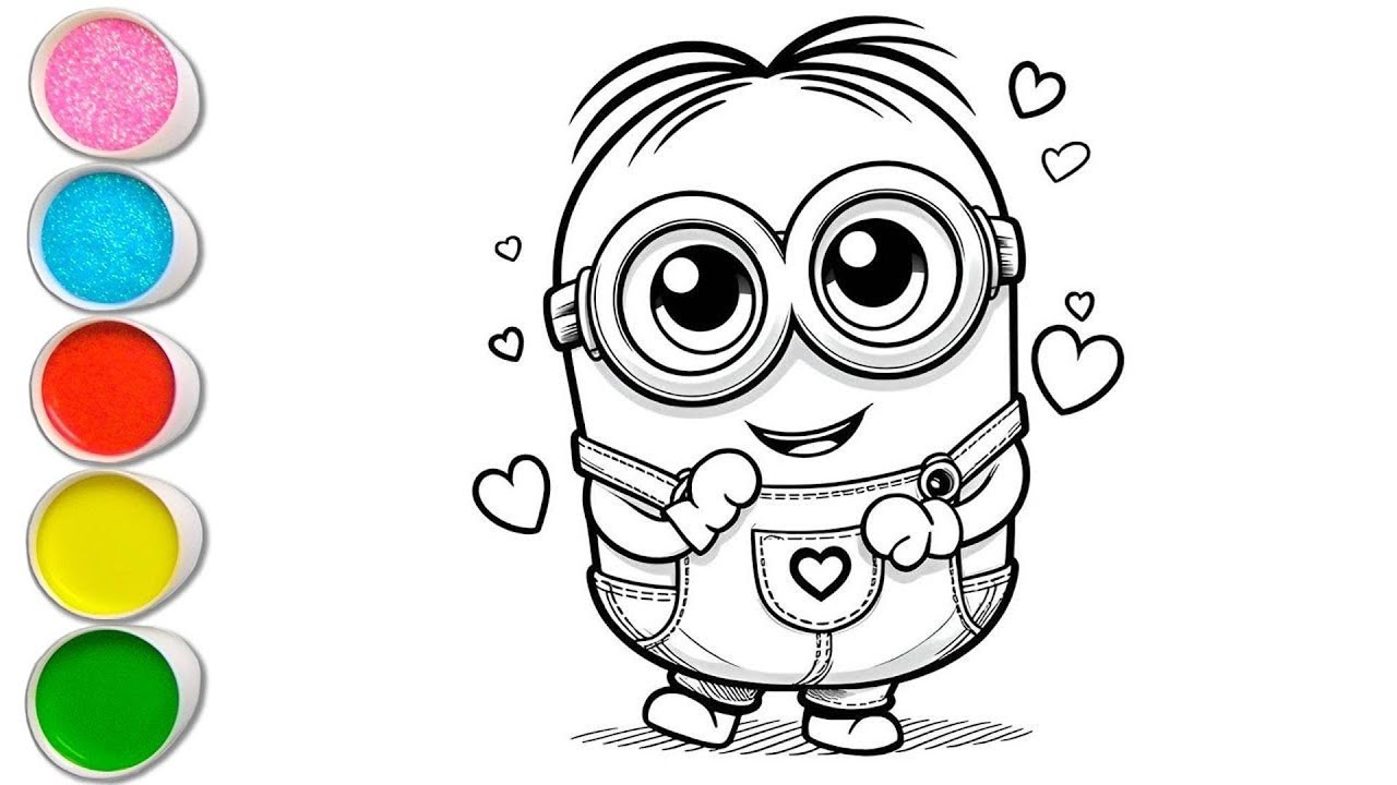 Cute minion Drawing for kids, Coloring & Painting for Toddlers, kids ...