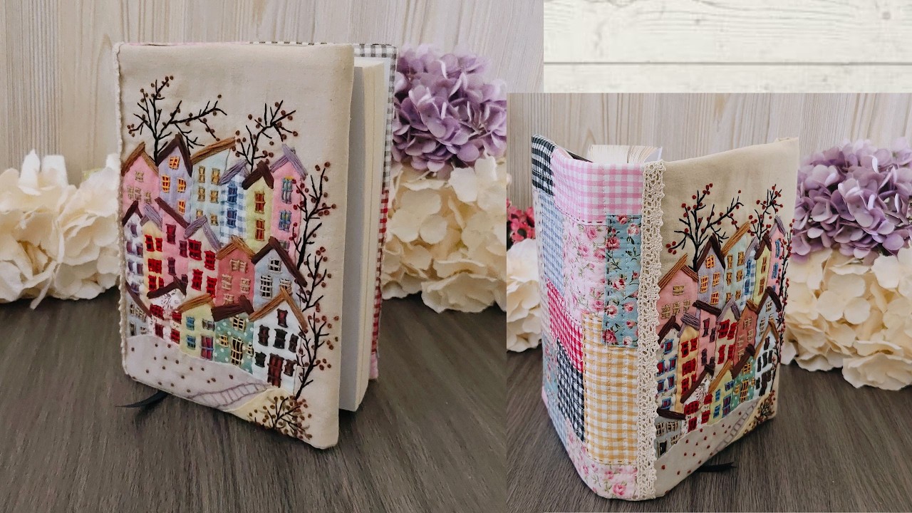 Adjustable Fabric Book Cover For Any Thicknesses - Patchwork Book Cover ...
