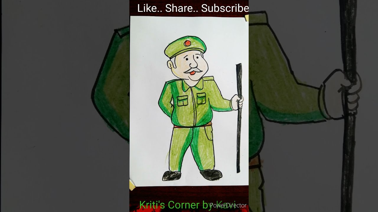 How to draw a Watchman #shorts #security #gurkha - YouTube