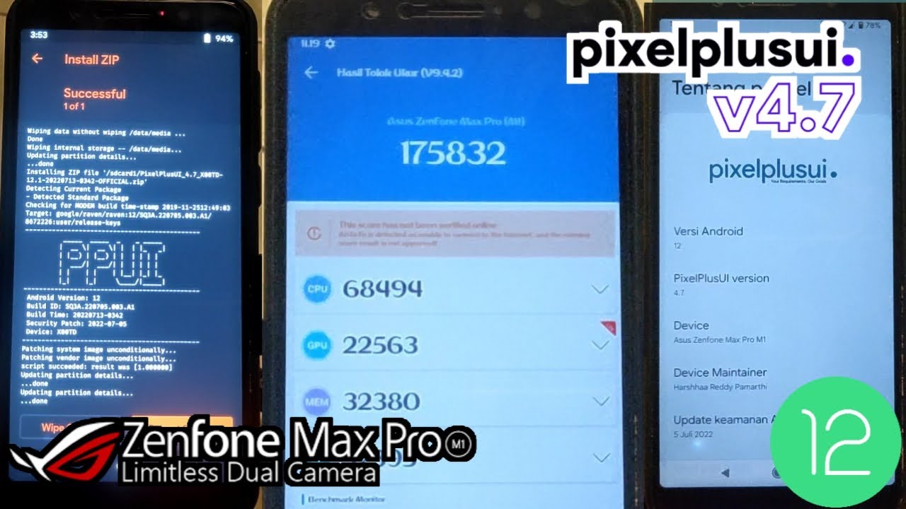 Install dan review Custom Rom Pixel Plus UI v4.7 di Asus Zenfone Max Pro M1 || Android 12.1 ...