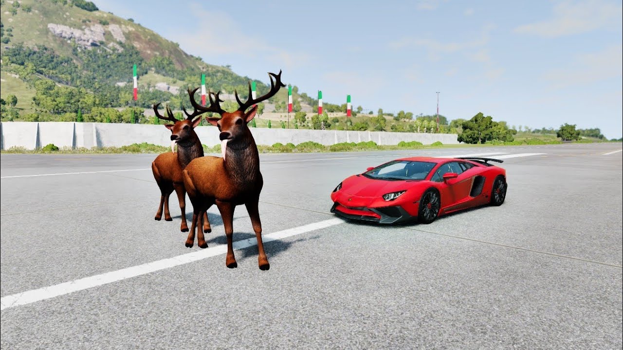 Cars vs Deer - BeamNG drive - YouTube