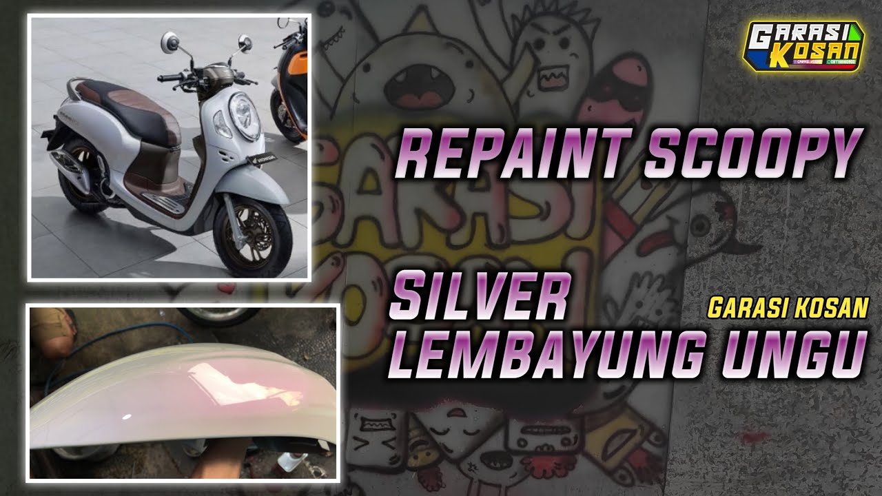 REPAINT SCOOPY WARNA SILVER LEMBAYUNG UNGU - YouTube