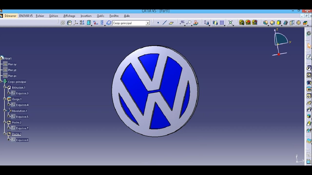 CATIA V5 LOGO de Volkswagen - YouTube