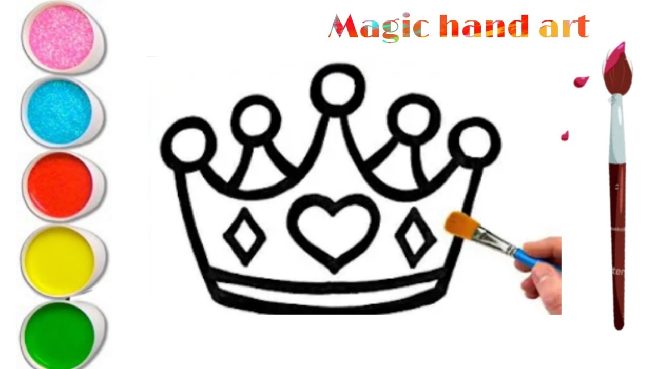 How to draw a Crown , Painting and Coloring for Kids, Toddlers | Let's ...