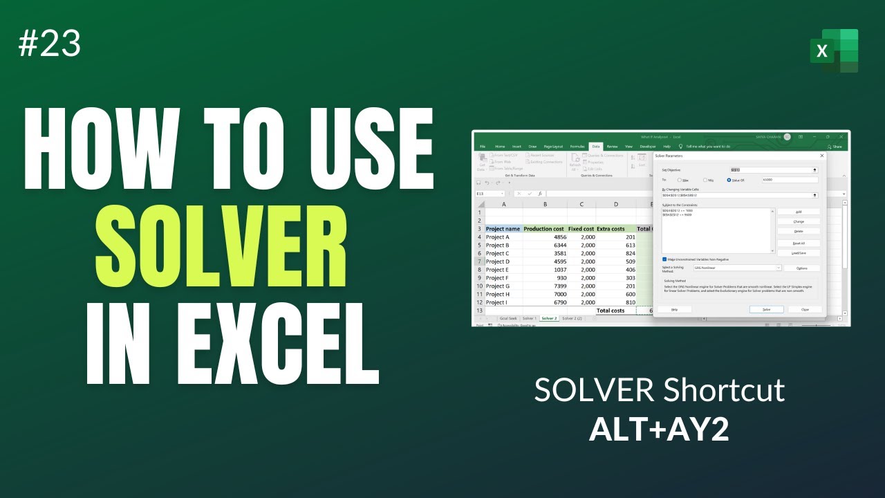 How to Use SOLVER What-if Analysis Tool in Excel - Example with ...