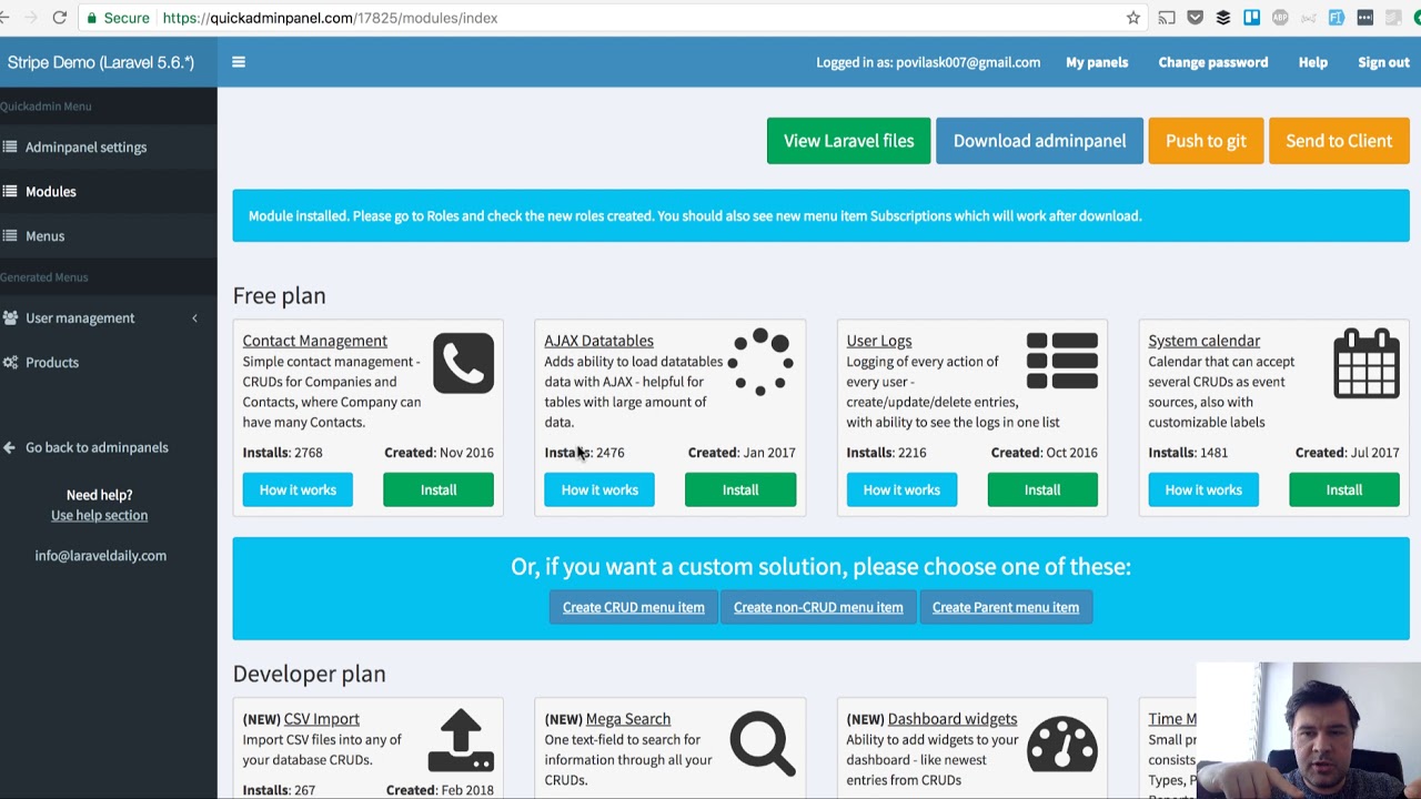 QuickAdminPanel Module: Stripe Subscription Billing - YouTube