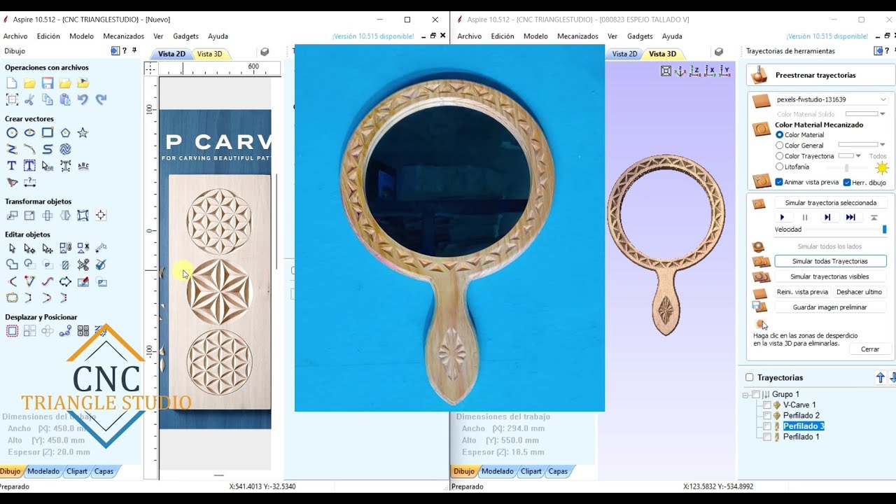 Tallado en V chip carving con CNC Router - Fabricación de espejo en madera - YouTube