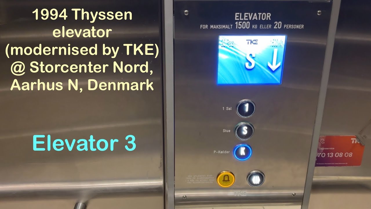 1994 Thyssen elevator (modernised by TKE) at Storcenter Nord, Aarhus N ...