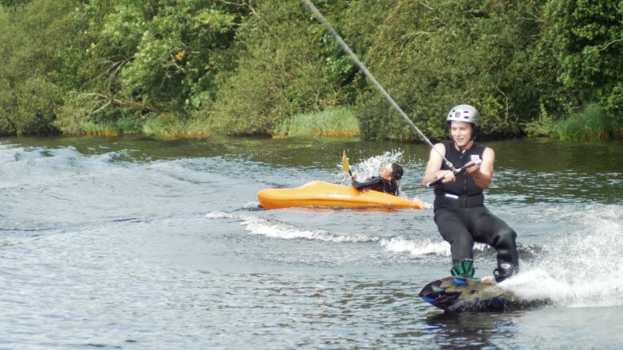 Wakeboard Kayak Stunt - Lough Gill - YouTube