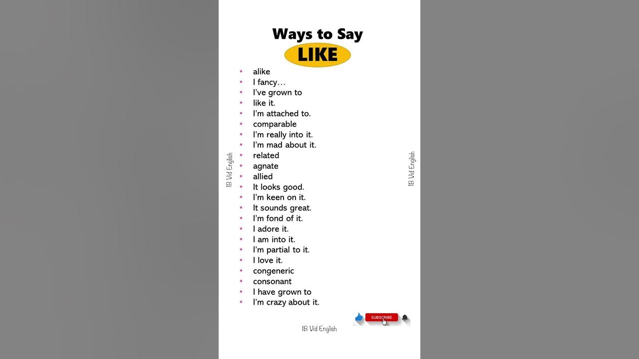 20 Ways to Say LIKE, Stop Saying Like 😍 learn English #shorts # ...