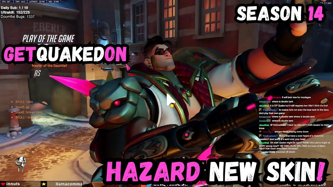 POTG!🛡️ GETQUAKEDON HAZARD GAMEPLAY! - NEW SKIN - OVERWATCH 2 SEASON 14 ...
