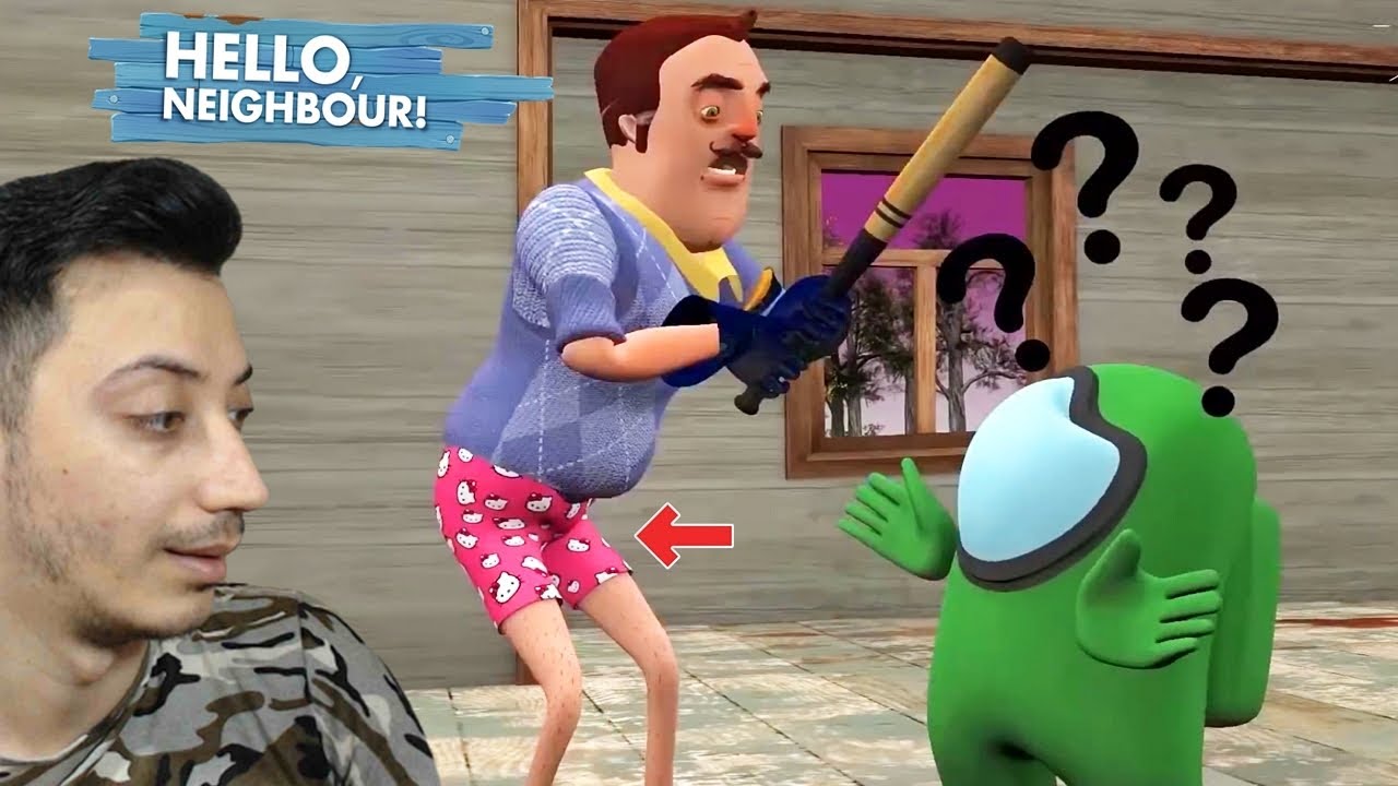 HELLO NEİGHBOR DONU GÖZÜKTÜ 😂 (AMONG US'LARI DÖVDÜ) - YouTube